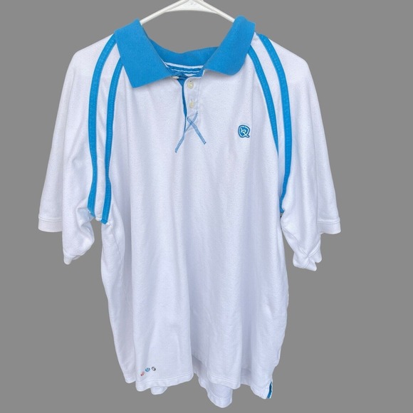 Rocawear | Shirts | Rocawear Polo Shirt Mens 3x White Blue Short Sleeve ...